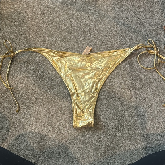 SKIMS | Swim | Skims Metallic Swim Bikini Bottoms In Gold | Poshmark